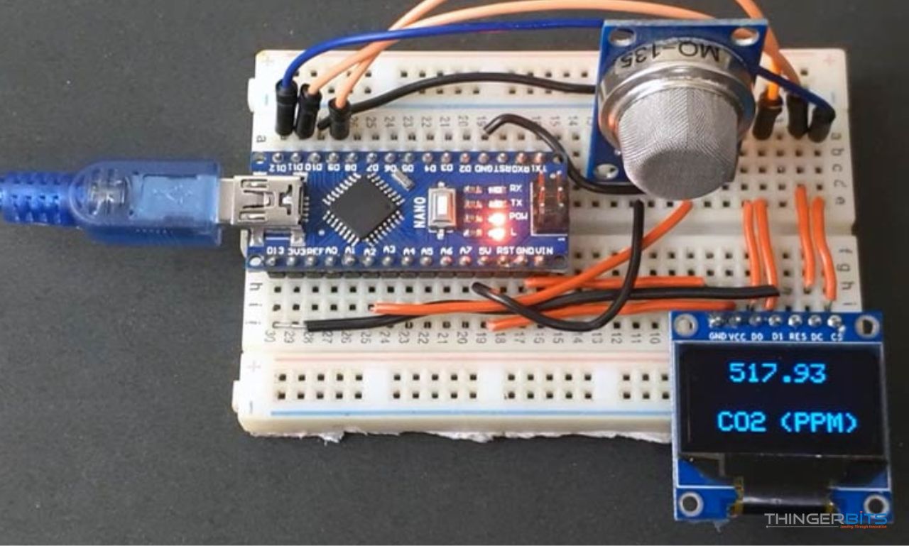 Interface Mq135 Air Quality Sensor With Arduino Thingerbits 8915
